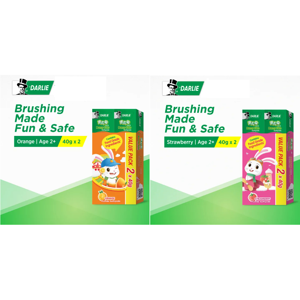 Darlie Bunny Kids Toothpaste Orange/Strawberry (2 Years and Above) 40g ...