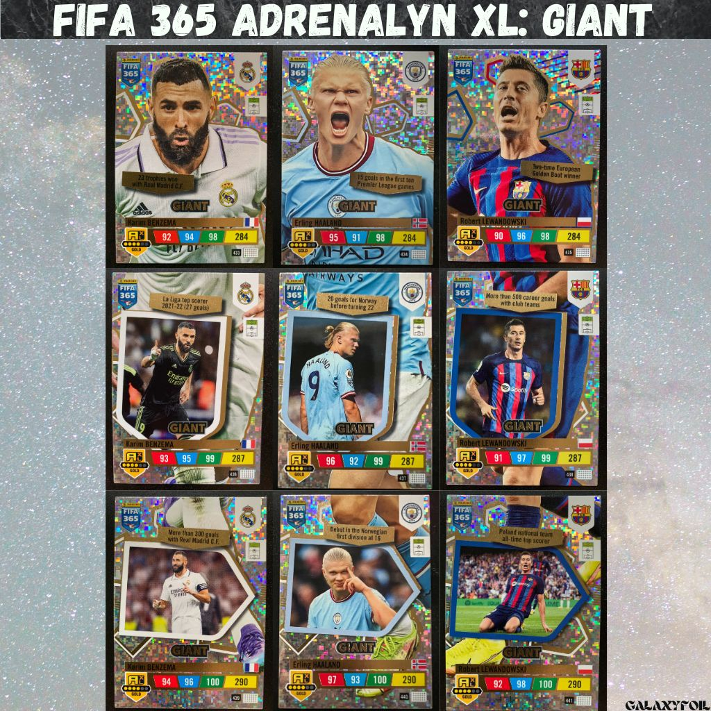 Panini Fifa 365 Adrenalyn XL 2023: Giant (Benzema, Haaland & Lewandowski) | Shopee Singapore