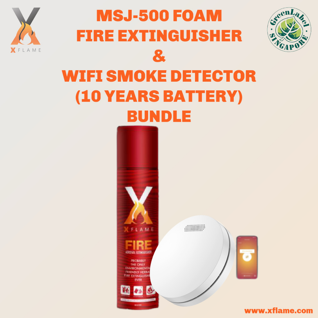 XFLAME MSJ-500 Fire Extinguisher with WIFI Smart Smoke Alarm | Shopee ...