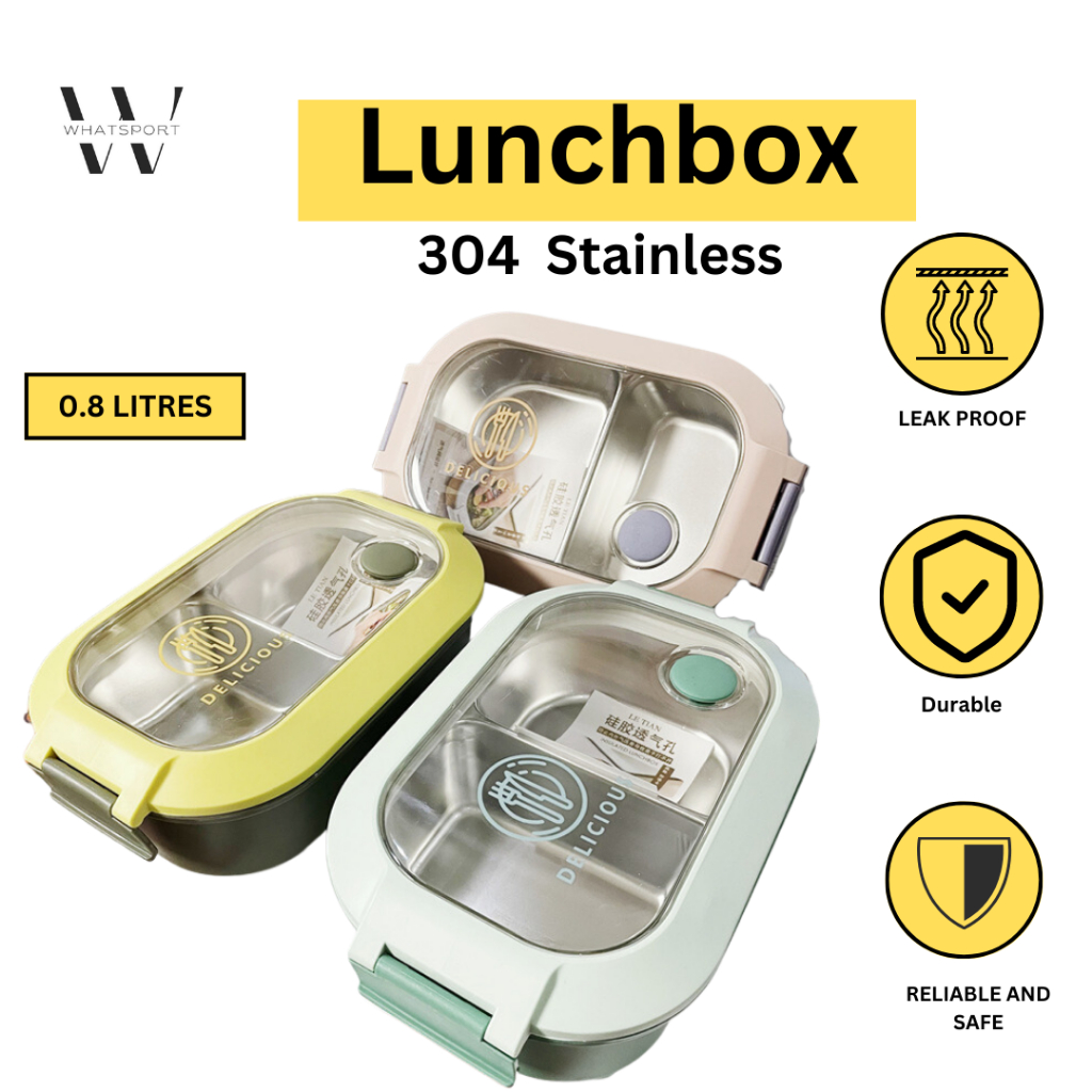 Rectangular Lunch Box 800ml With 304 Stainless 2 compartment ...