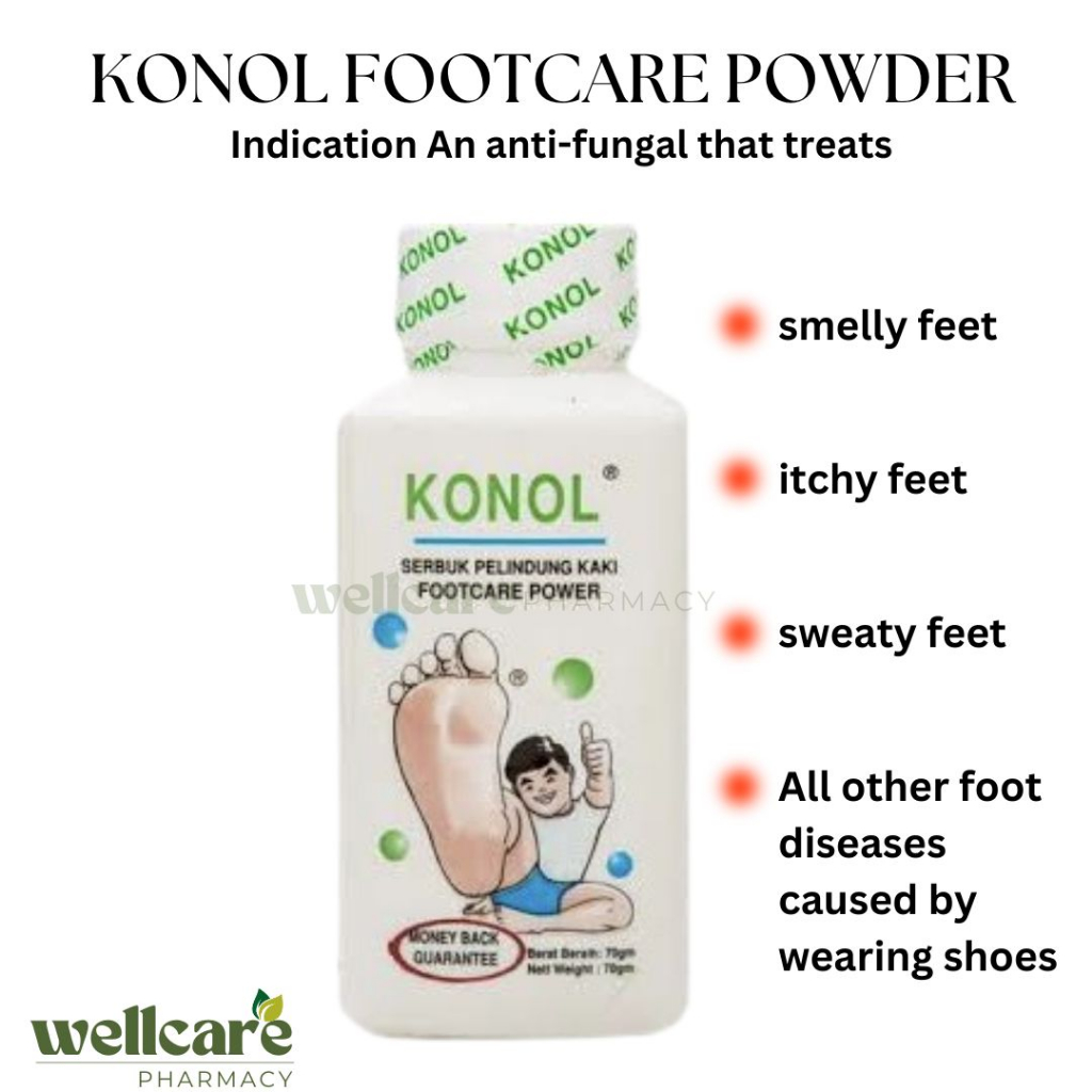Konol Medicated Foot Powder I Brand In Singapore, 70g | Shopee Singapore