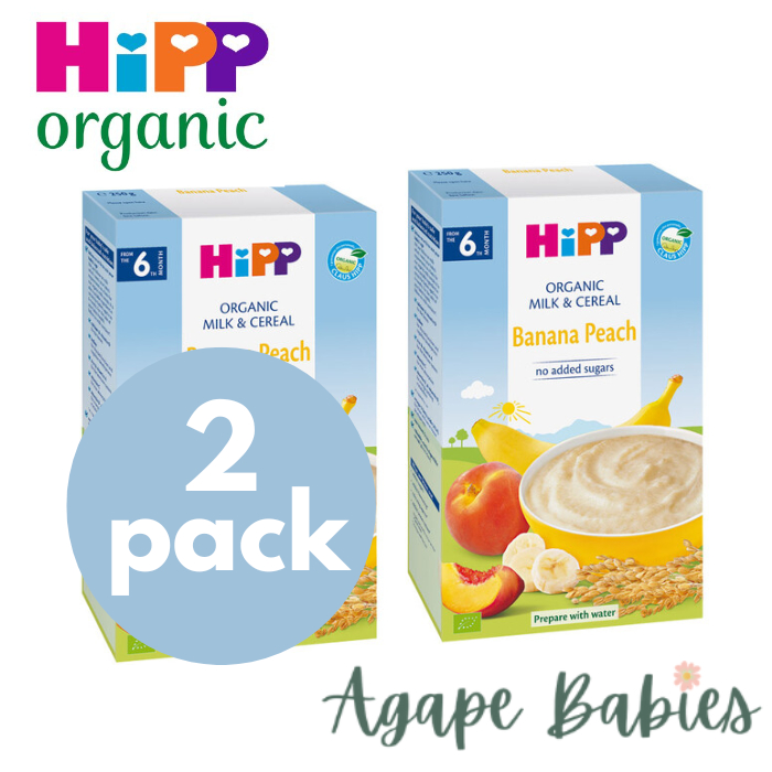 [2-Pk] HiPP Organic Milk Pap Banana Peach 250g (6 Months Up) Exp: 01/25 ...