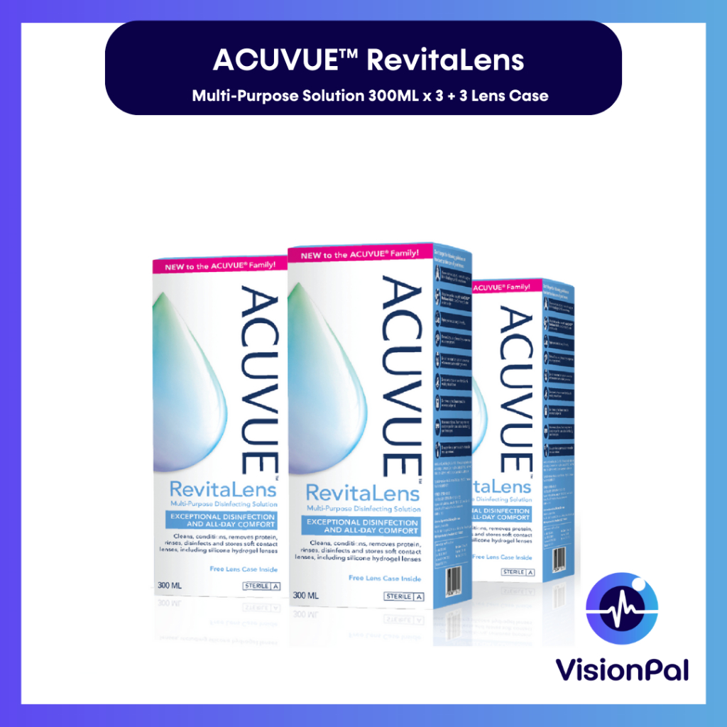 Acuvue RevitaLens Multi-purpose Disinfecting Solution 300ml x 3 (Triple ...