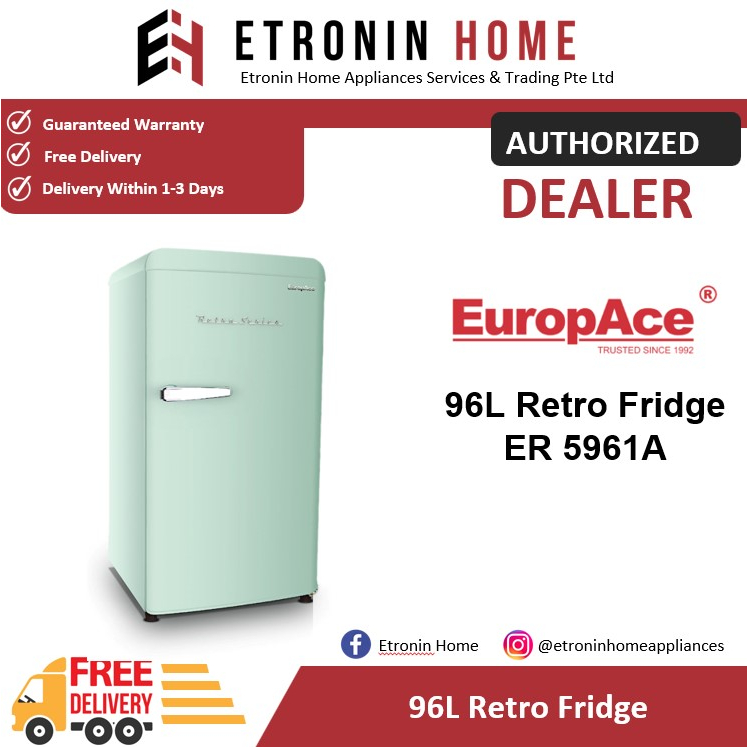 EuropAce 96L Retro Fridge ER 5961A | Shopee Singapore