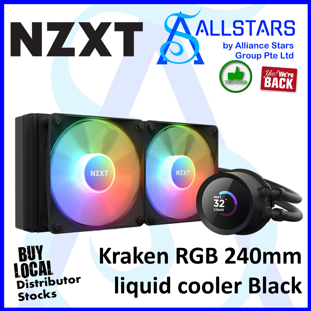 NZXT Kraken 240 RGB (LCD, Black) / 1.54 inch LCD with NZXT CORE RGB (RL ...