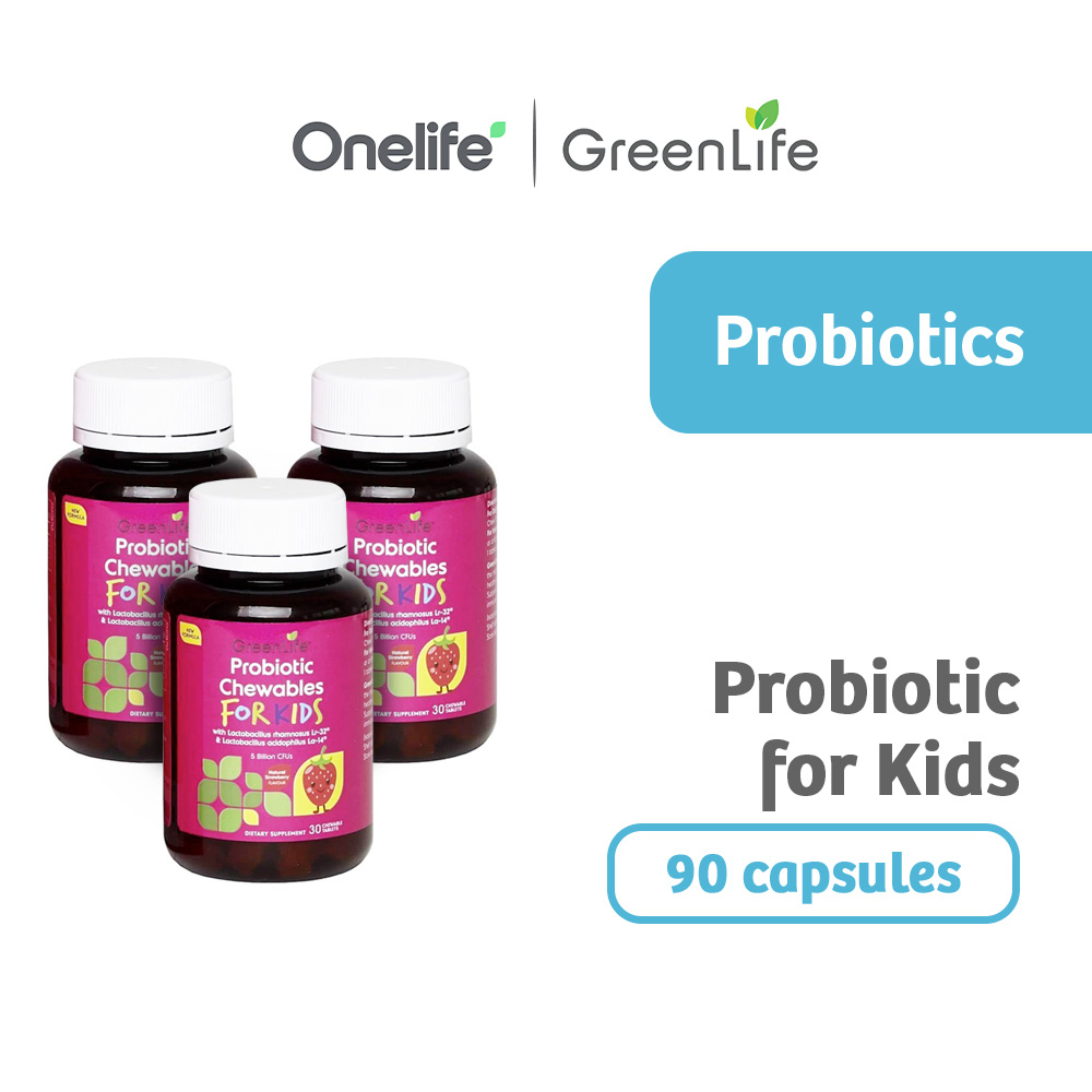 [Bundle of 3] GreenLife Probiotic Chewables for Kids 5B CFU 30 Chewable ...