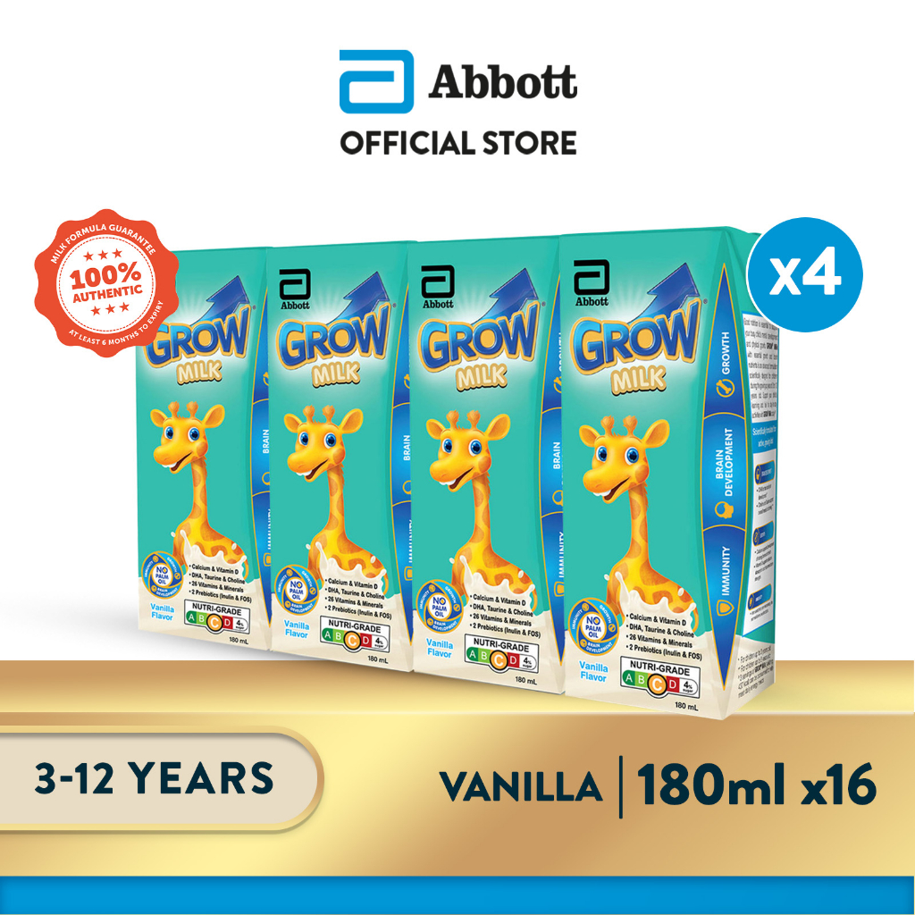 [Bundle of 4] GROW Growing Up Milk for Kids - Ready-To-Drink Vanilla (3 ...