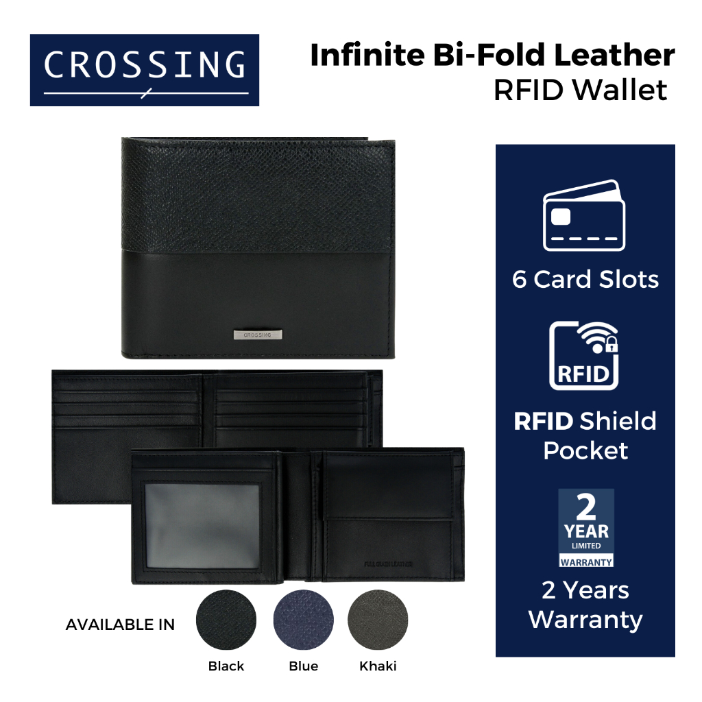 Crossing Infinite Bi-Fold Leather Wallet With Flap And Coin Pouch RFID ...
