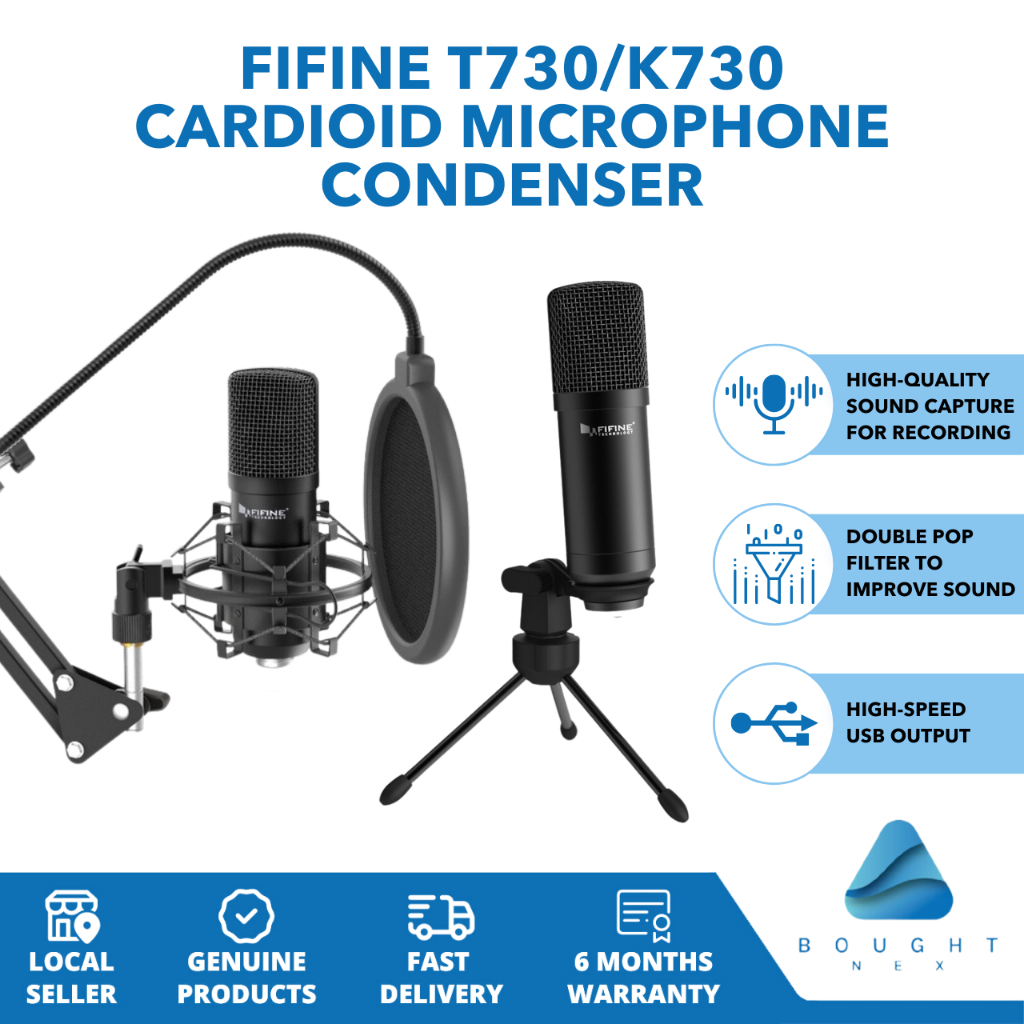 Fifine T730/K730 USB Cardioid Microphone Condenser Mic with Zero ...