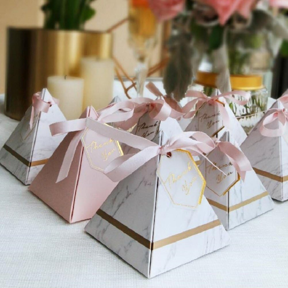 [SG stock] 20x Marble Pyramid Gift Box for candy/sweets; Birthday party ...