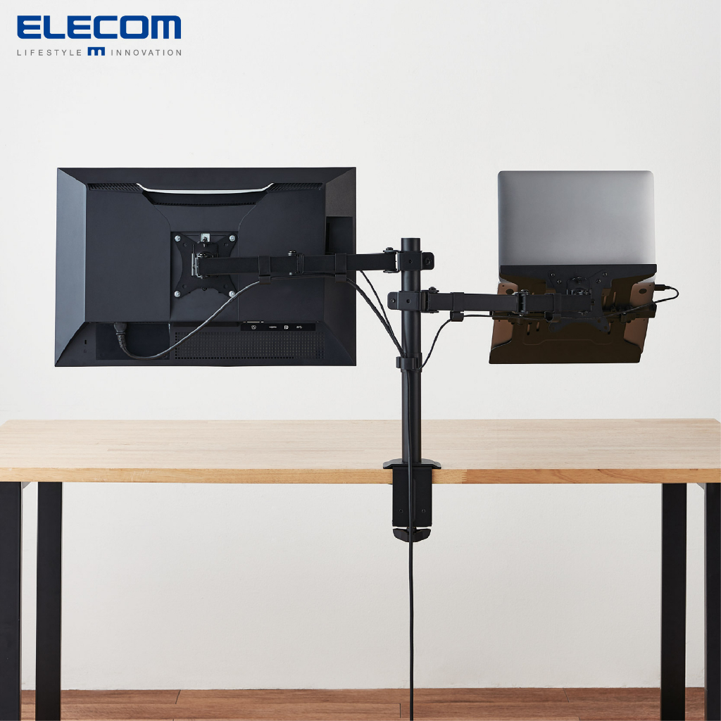 ELECOM Double Monitor Arm/ Monitor Stand/ Laptop Stand/ Monitor ...