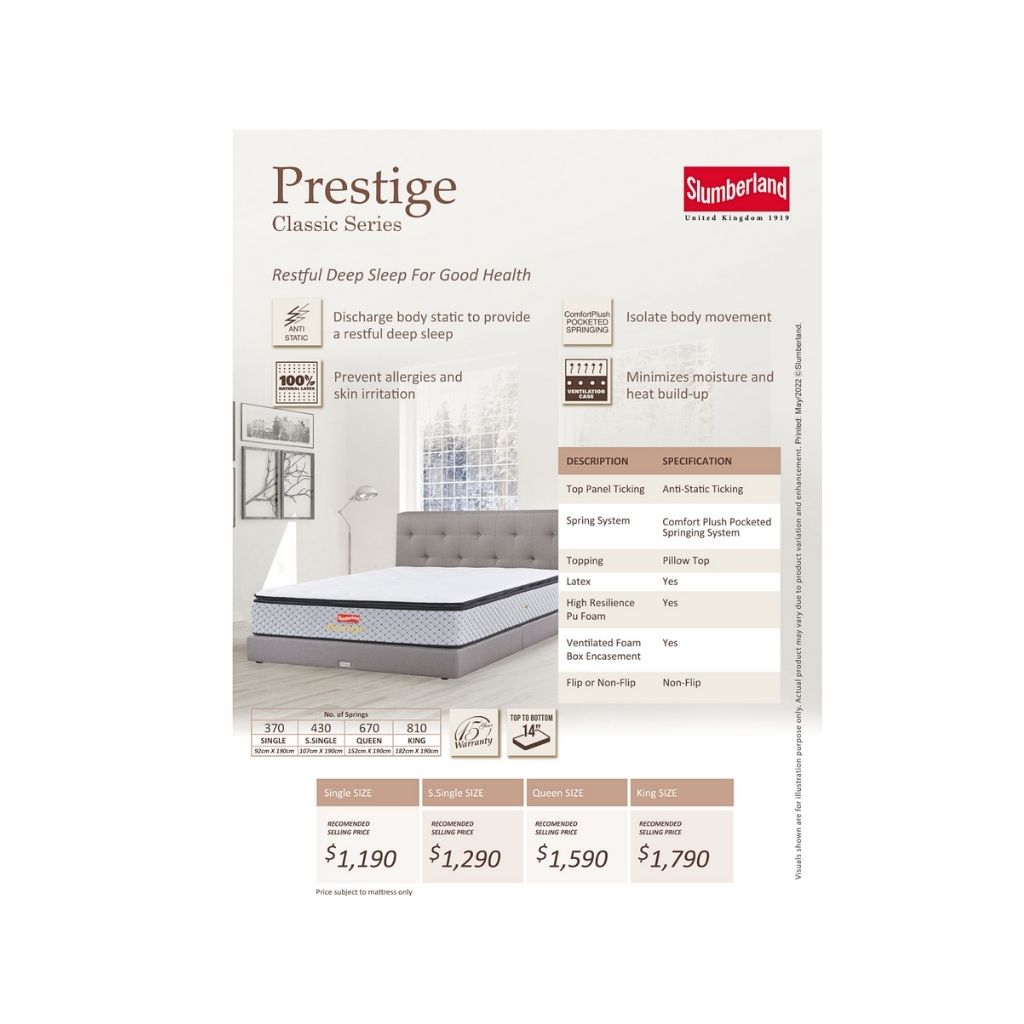 Slumberland Prestige Pocket Spring Mattress with Pillow Top (14 inch ...