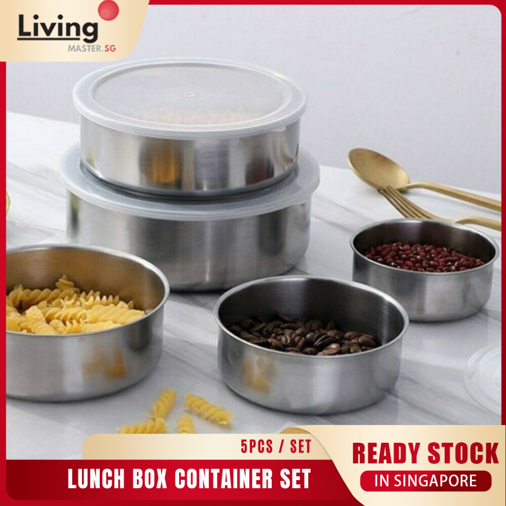 Stainless Steel Lunch Box Set (5PCS) with Cover Stainless Steel Lunch Box with Sealed Lid Food ...