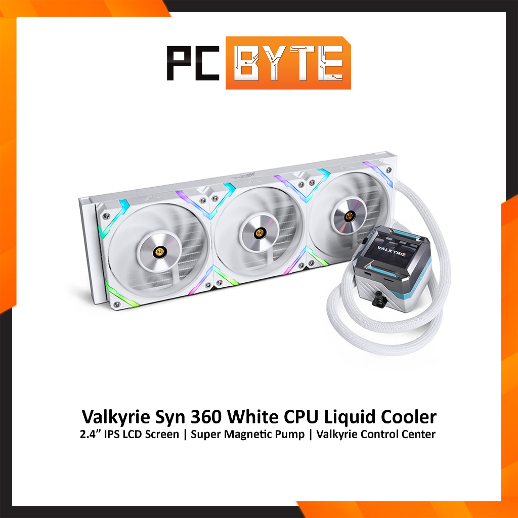 Valkyrie Syn 360 White CPU Liquid Cooler (2.4” IPS LCD Screen | Super ...