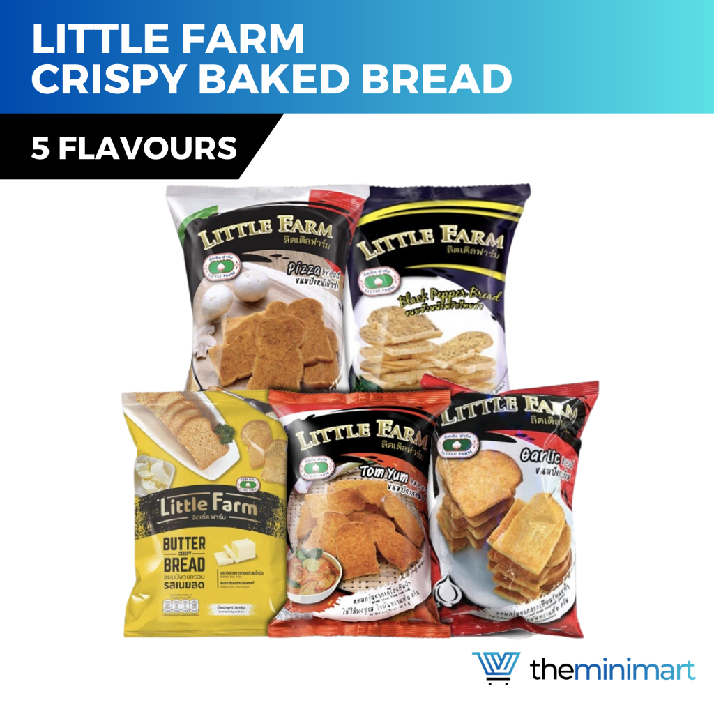 Little Farm Crispy Baked Bread 70g/80g/100g - 1 Bag, Butter Garlic ...