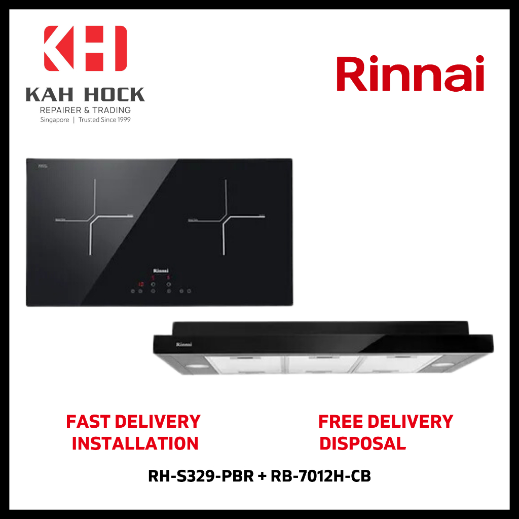 RINNAI RH-S329-PBR SLIMLINE HOOD + RB-7012H-CB 2 INDUCTION HOB BUNDLE *INSTALLATION AVAILABLE ...