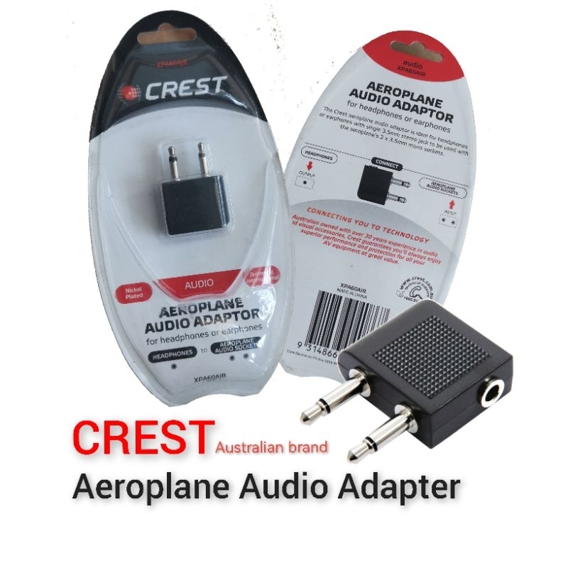 Crest Aeroplane Headphone Adaptor, sealed packing, Airline Audio plug ...