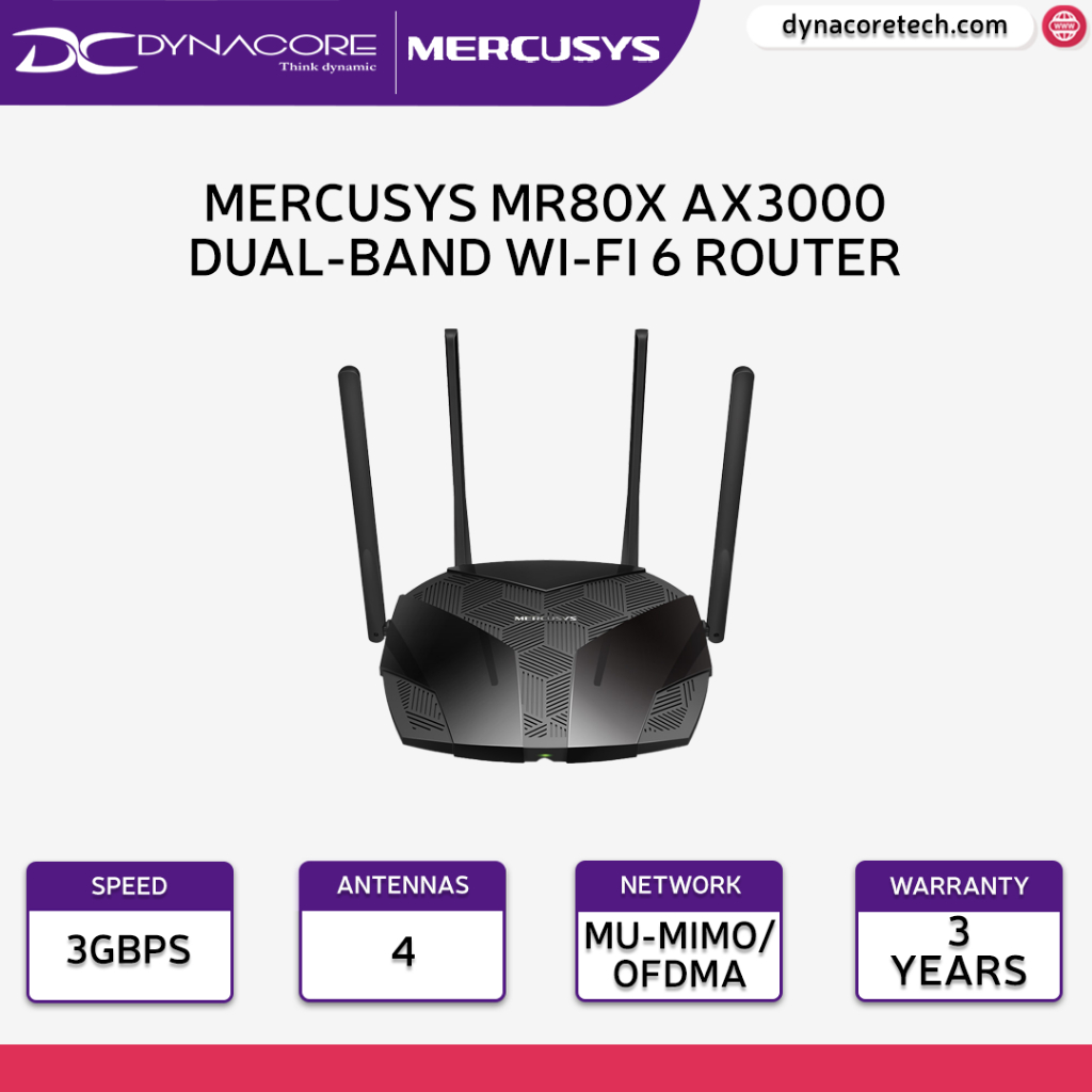 DYNACORE - MERCUSYS MR80X AX3000 Dual-Band Wi-Fi 6 Router | Shopee Singapore