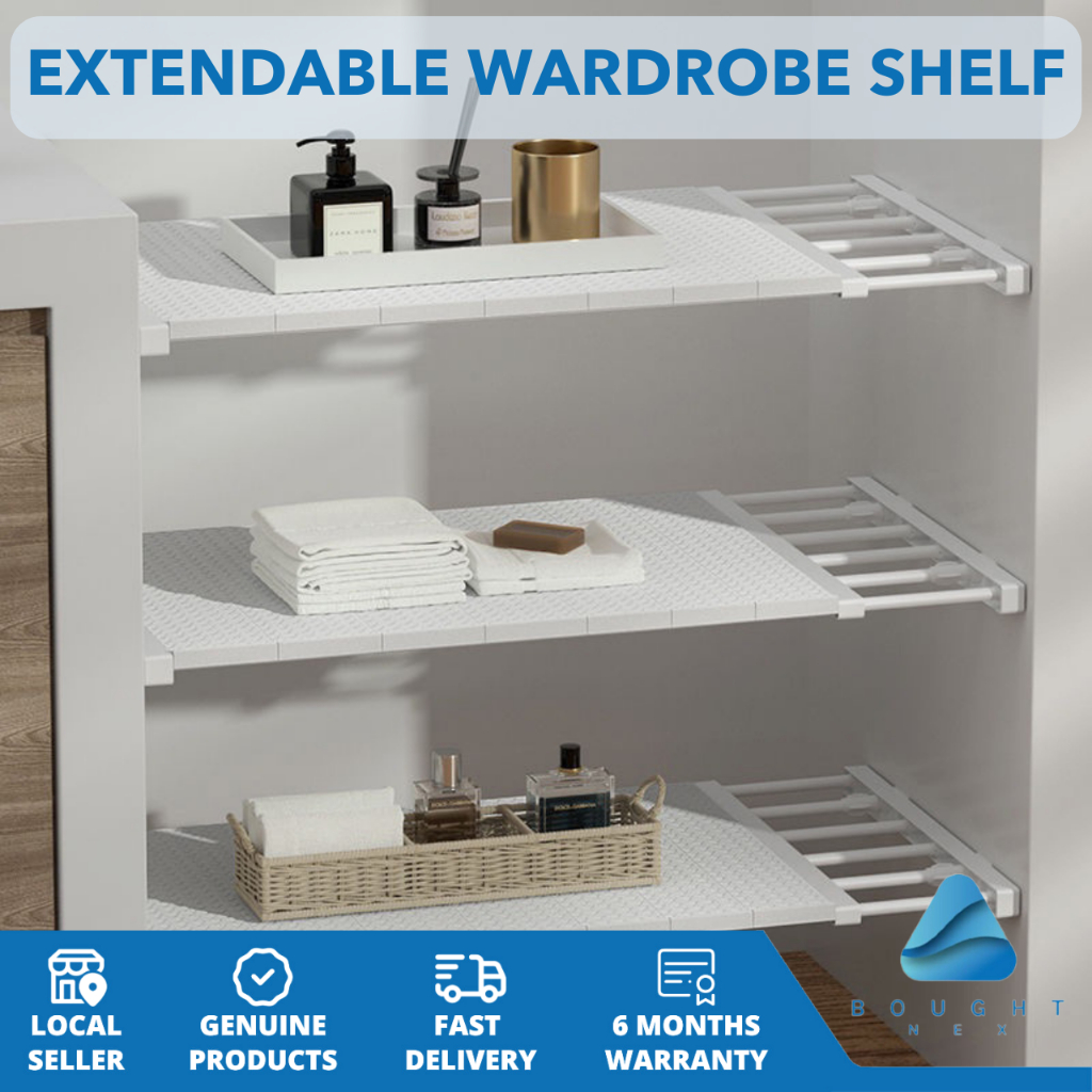Extendable Wardrobe Shelf - Adjustable, Telescopic Closet Organizer ...