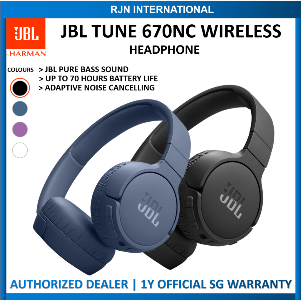 JBL Tune 670NC wireless On-ear Adaptive noise cancelling headphone with ...
