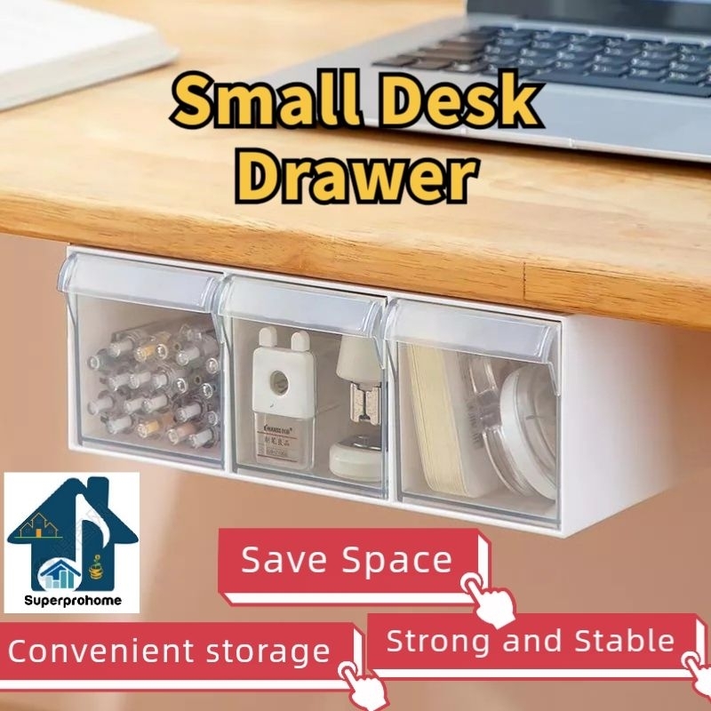 Desk Storage Box Drawer Organiser Small Under Desk Drawer Sliding ...