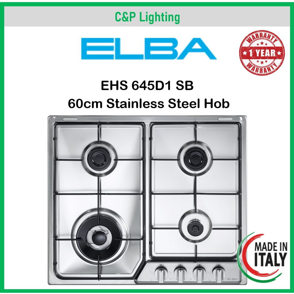 Elba 60cm 4 Burner Stainless Steel Cooker Hob Gas Stove EHS 645D1 SB ...