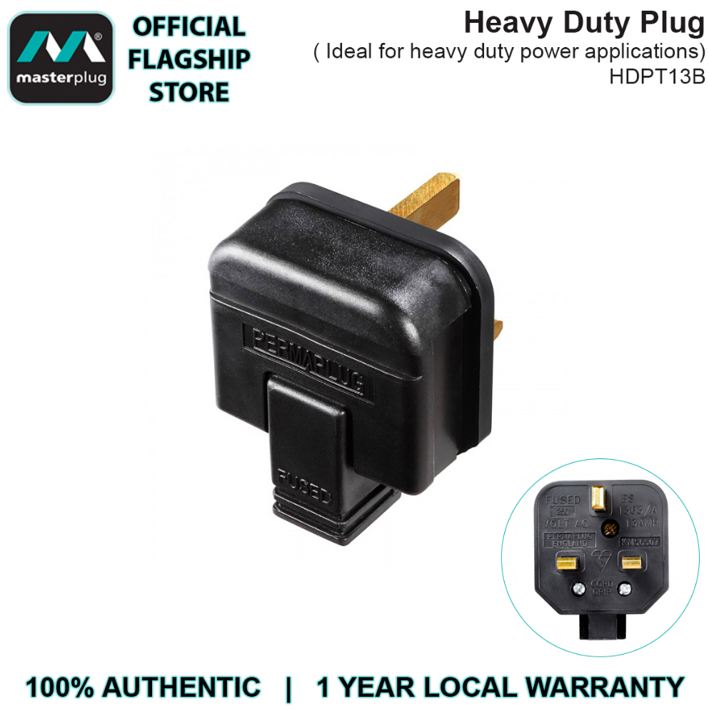 Masterplug HDPT13 Heavy Duty Plug, 3 Pin Plug, 13A, Impact Resistant ...