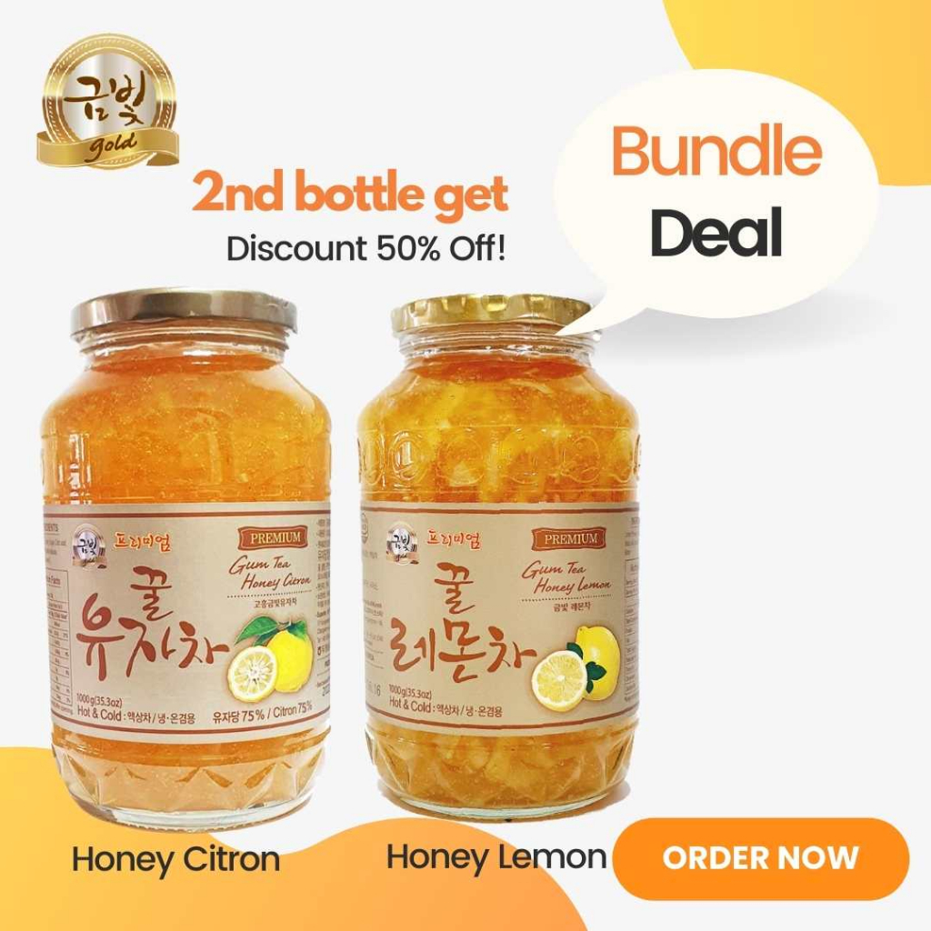 [Bundle of 2] Yuzu Citron Tea + Lemon Tea / Gold Korean Honey Yuzu (1kg ...
