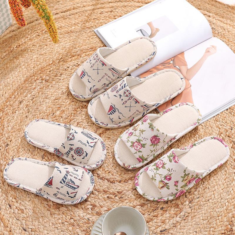 Cotton and Linen Slippers Home Slippers for Women Men Soft Slippers ...