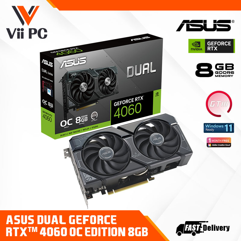 ASUS Dual Nvidia GeForce RTX 4060 RTX4060 OC Edition 8GB GDDR6 with two ...