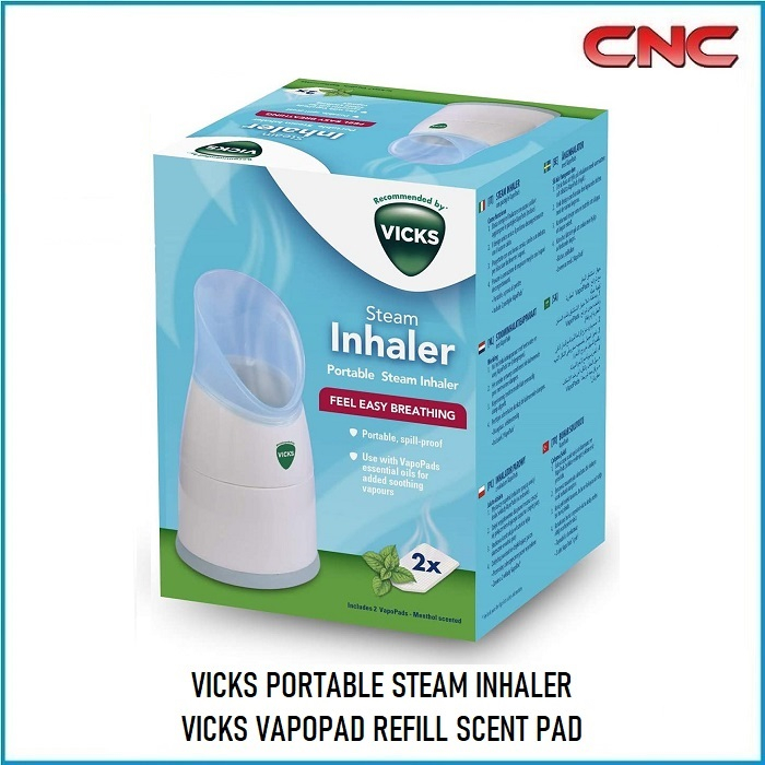 Vicks Steam Inhaler with 2 Menthol Scent Pads Relieve Colds, Flu ...