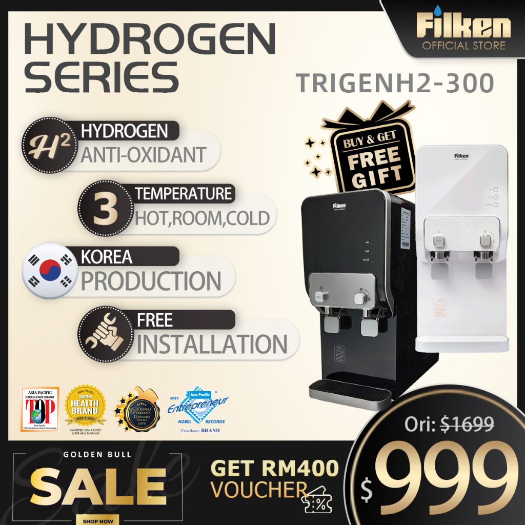 Filken TrigenH2-300 Hydrogen Series Water Filter HOT ROOM COLD WATER ...