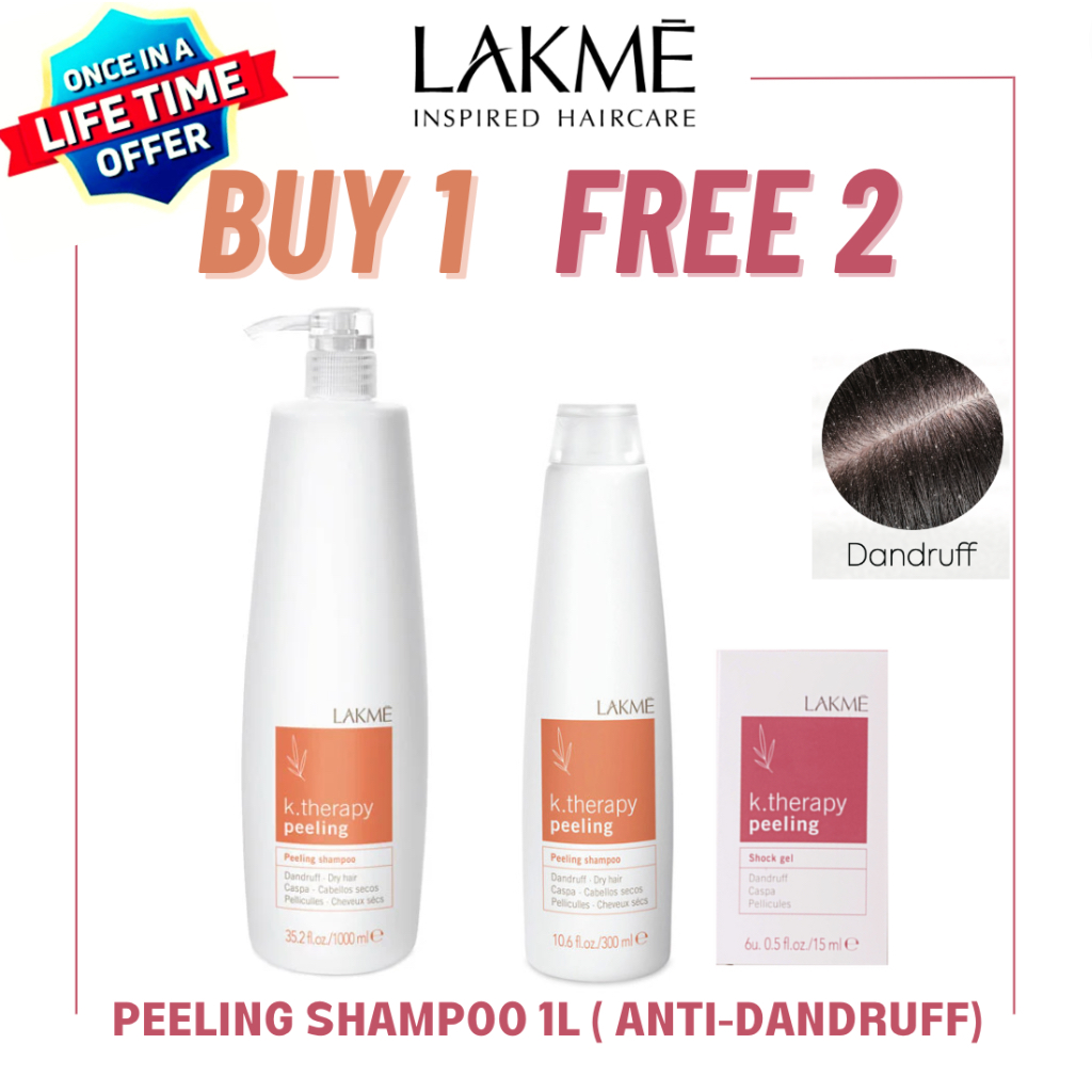 LAKME Peeling (Dry, Dandruff) Shampoo 1L – FREE Shampoo 300ml & Peeling ...