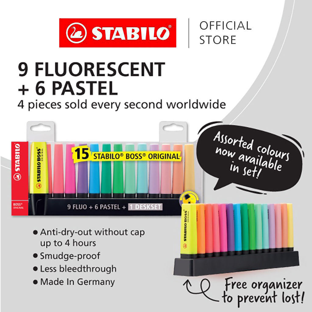STABILO® BOSS® ORIGINAL Highlighter Deskset of 15 Assorted Colours ...