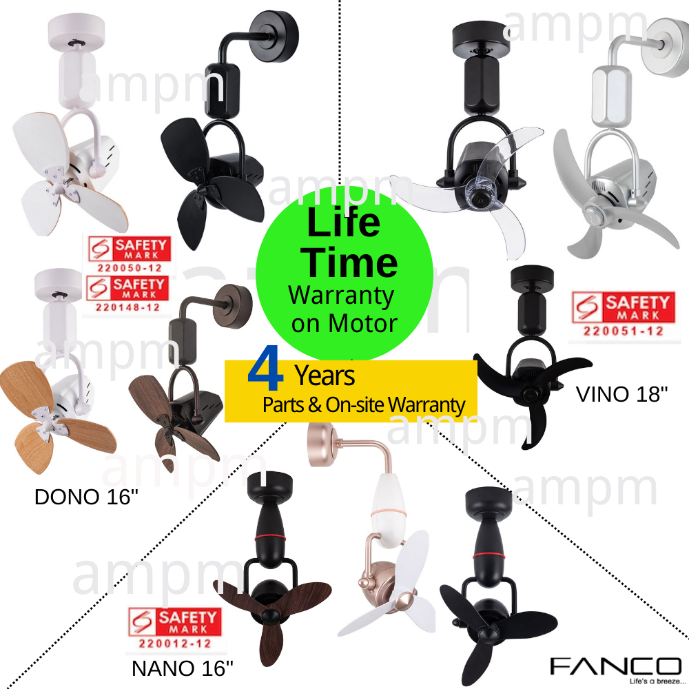 Fanco Corner Fan DC Fan Dono Nano Vino 16 inch 18 inch Black Grey White ...