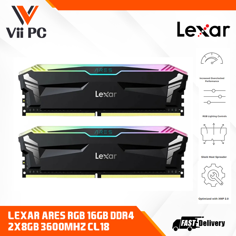Lexar ARES RGB 16GB (2x8GB) DDR4 RAM 3600MHz CL18 Desktop Memory INTEL XMP 2.0 and AMD Ryzen ...