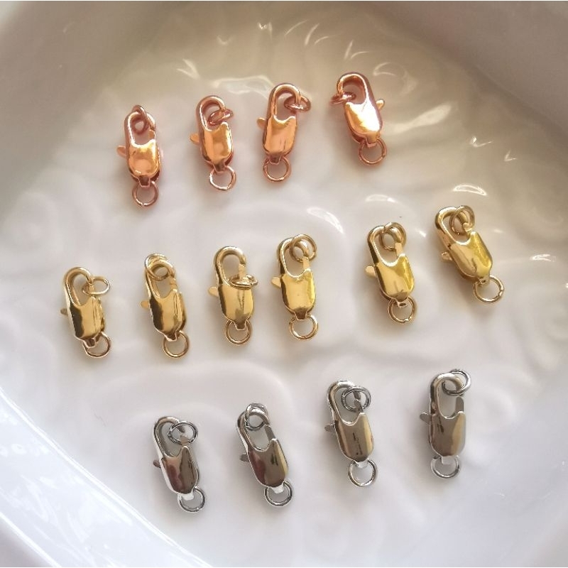 18K Copper Gold Plating Long Lobster Clasps Claw Hooks With Rings 18K ...