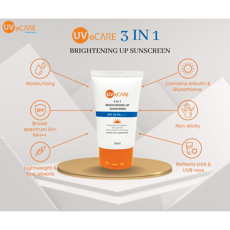 UVeCARE 3-In-1 Brightening Sunscreen SPF 50 PA+++ 50ml | Shopee Singapore