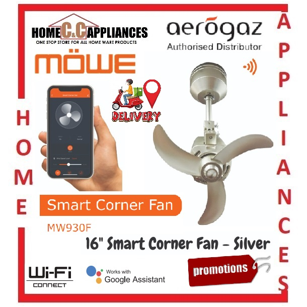 MOWE MW930F SMART CORNER FAN ( SILVER ) | Shopee Singapore