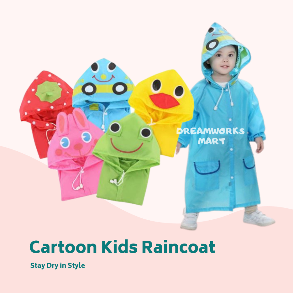 Cute Cartoon Children Raincoat / Kids Waterproof Coat Poncho | Shopee ...