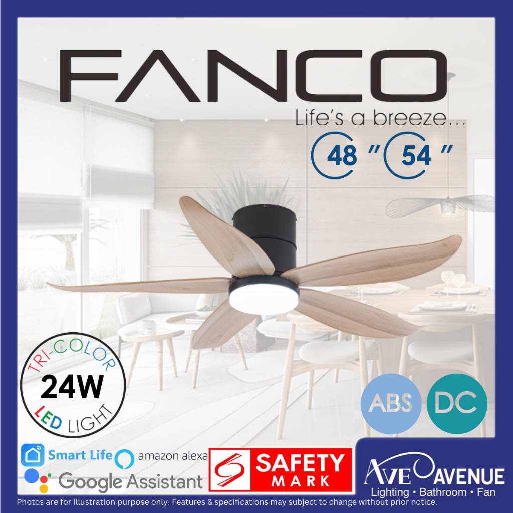 Fanco Co-Fan Rito-5 DC Ceiling Fan 5 Blade 48/54 Inch LED n Remote ...