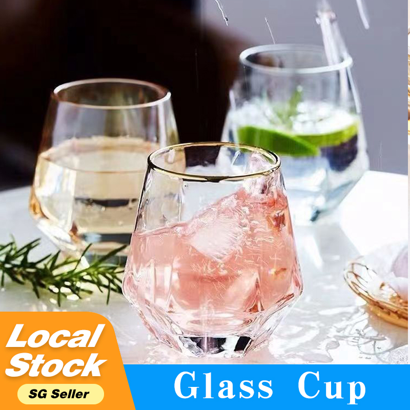 glass water cups Diamond crystal glass cup Heat-resistant 六棱杯 | Shopee ...