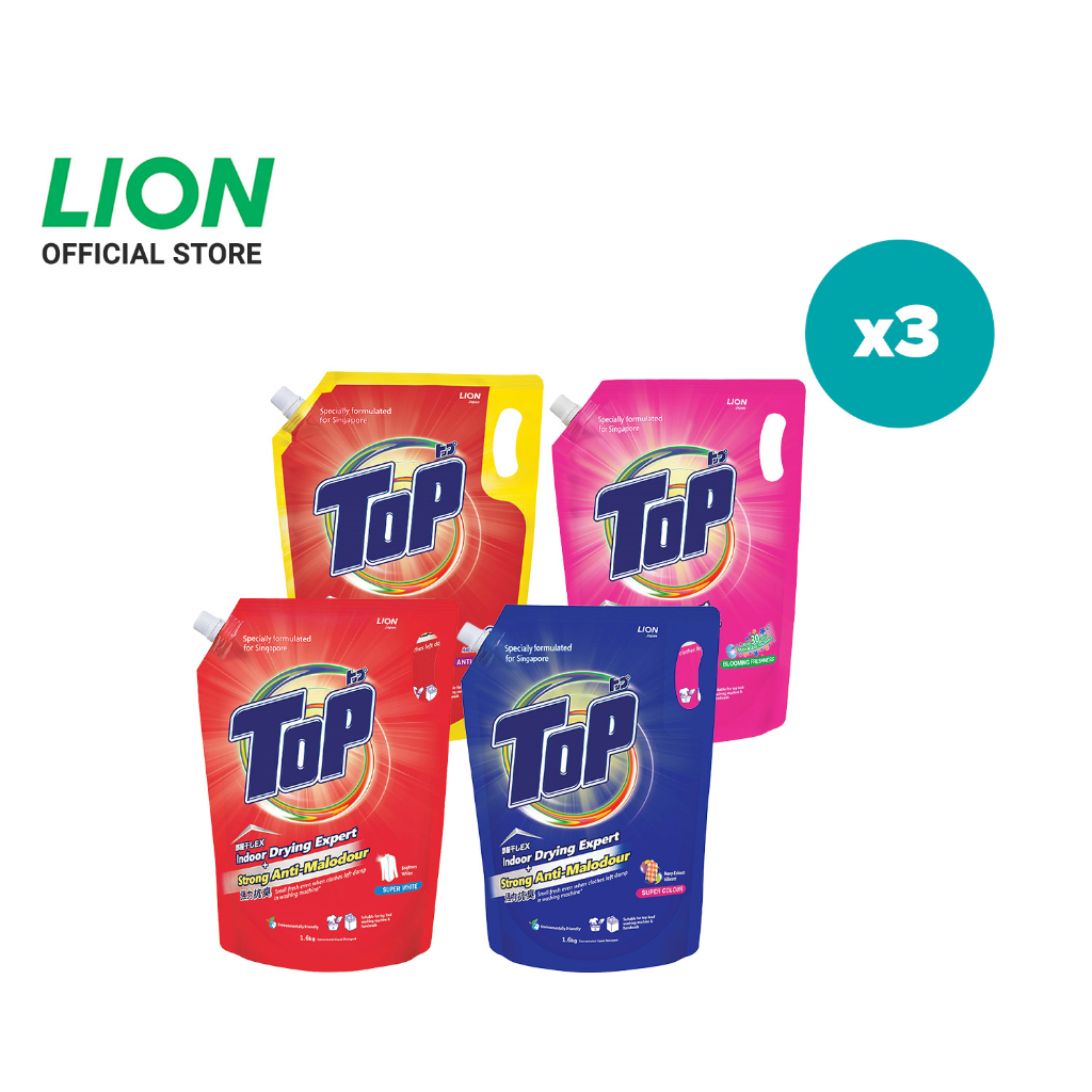 [Bundle of 3] TOP Concentrated Liquid Detergent Refill 1.5kg/1.6kg ...