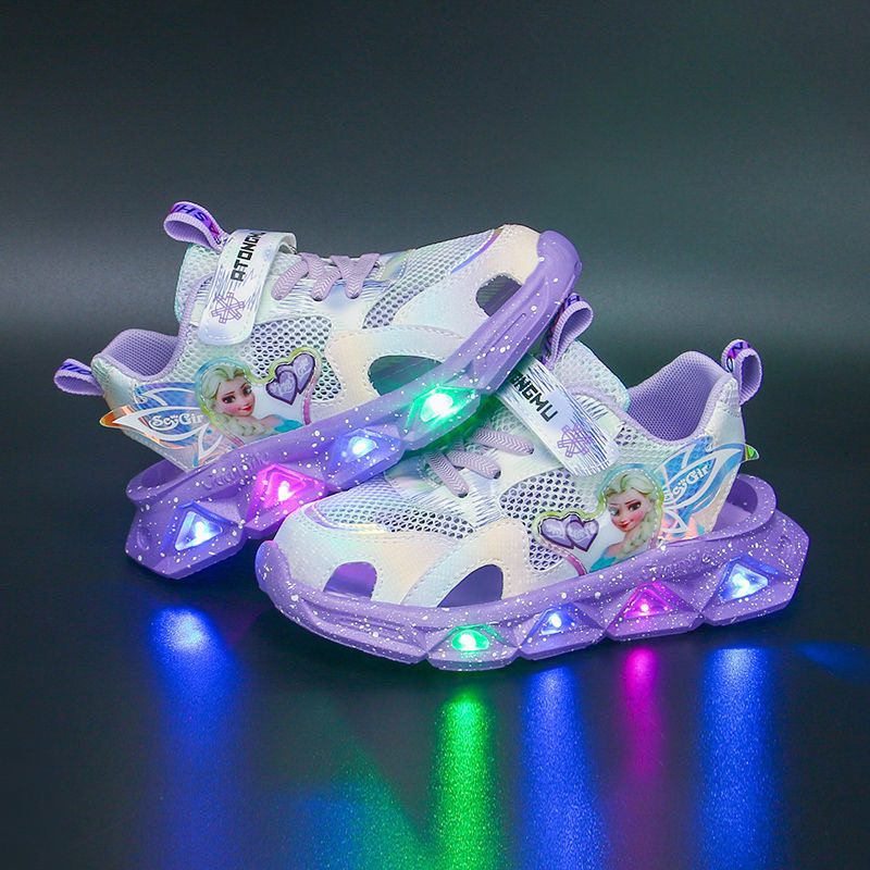 Frozen City Elsa Sports sandals for children with lights new mesh ...