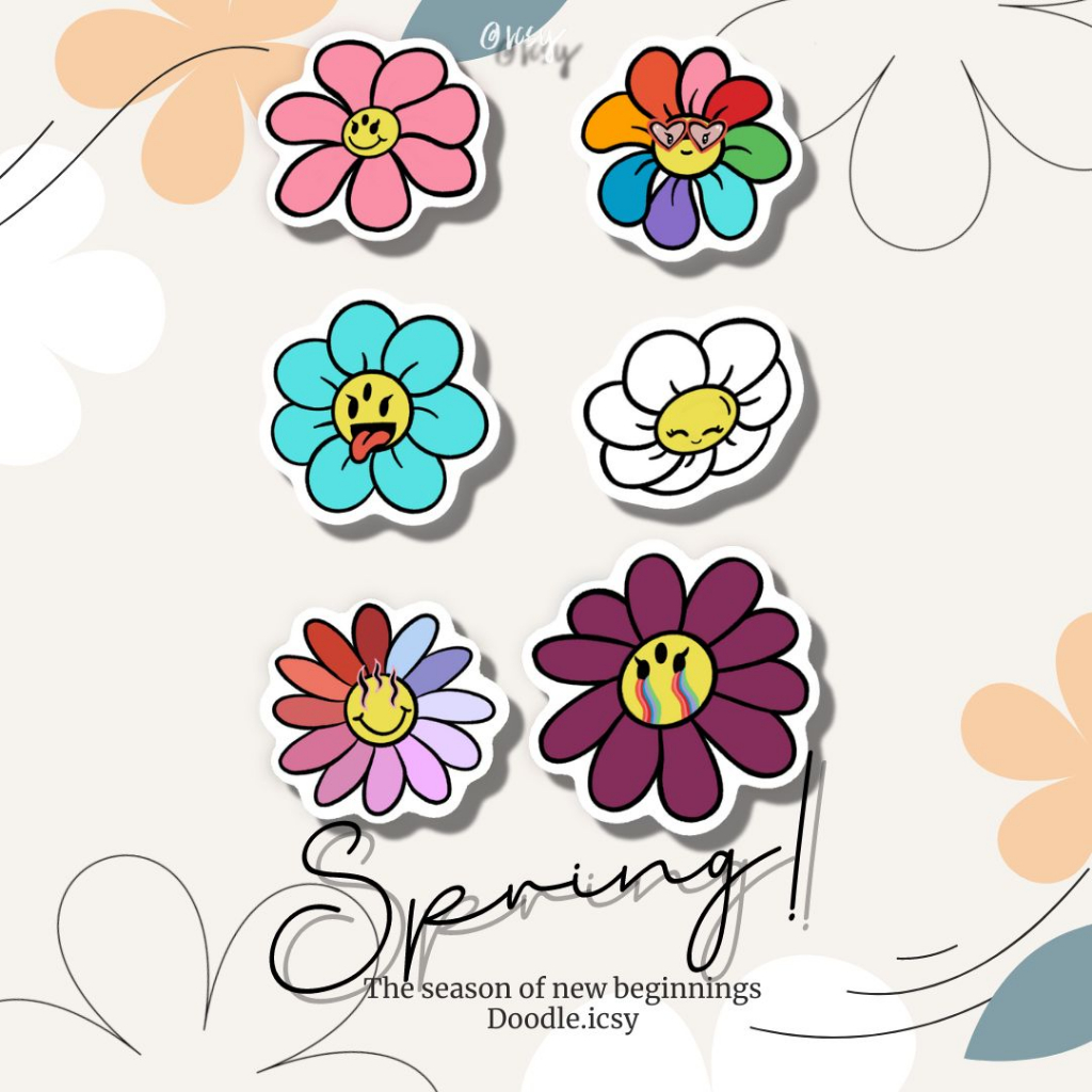 Spring Smiley Flower Stickers (3pcs/pack) | Shopee Singapore