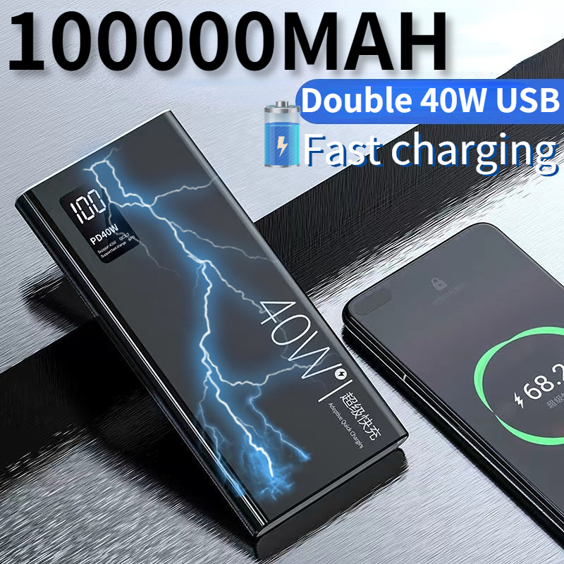 Powerbank 100000mAh PD 40W Super Fast Charge Powerbank Flash Charging ...