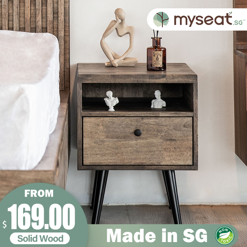 MYSEAT.sg KANA Solid Wood Bedside Table | Shopee Singapore