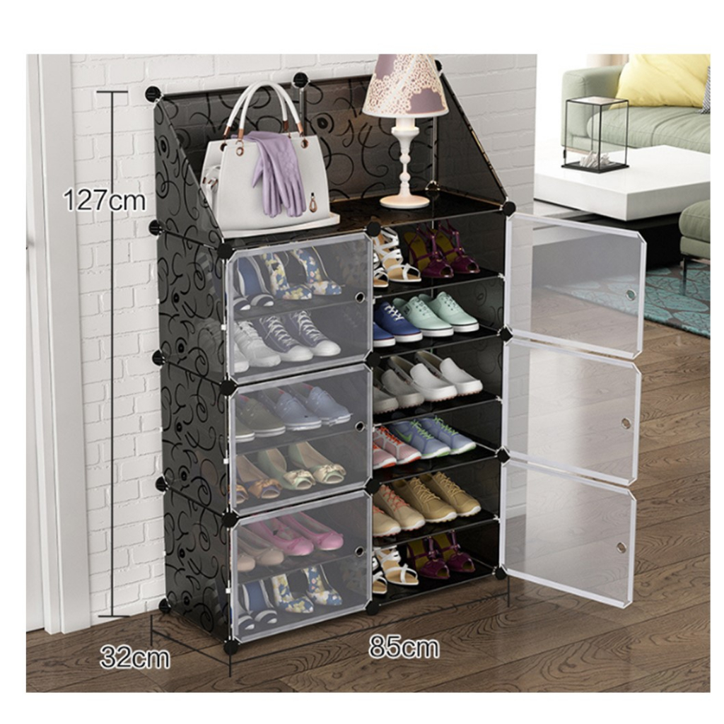 Plastic Panel Shoe Rack with Translucent Door | Shopee Singapore