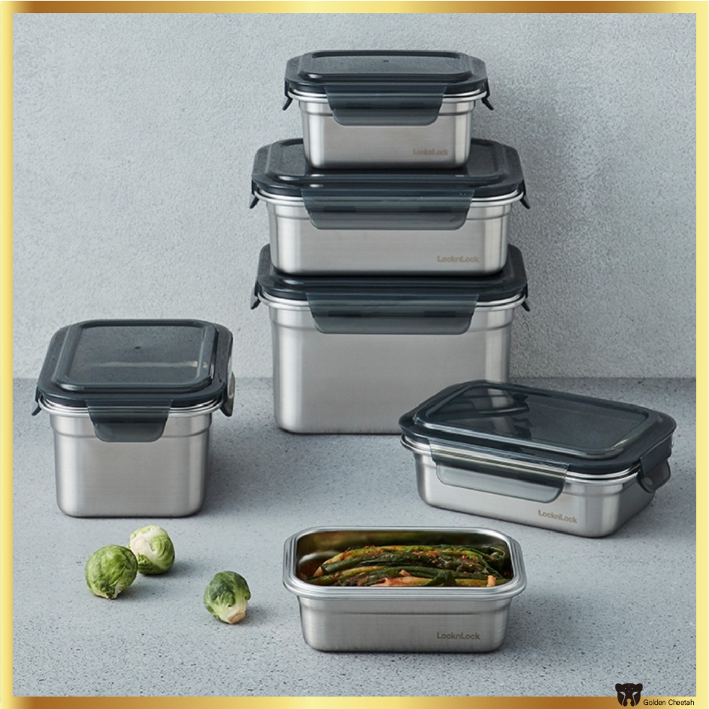 Lock&Lock HARD Stainless Steel Food Container 6sizes | Shopee Singapore