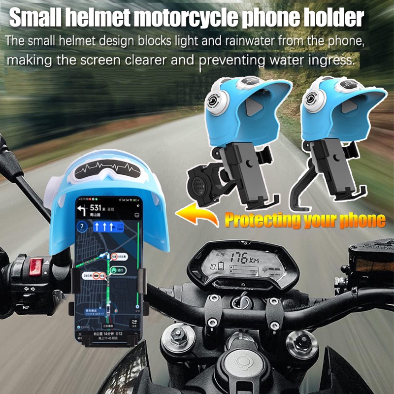 SG Stock Riding Small Helmet Rainproof Sun Shield Mobile Phone Holder ...